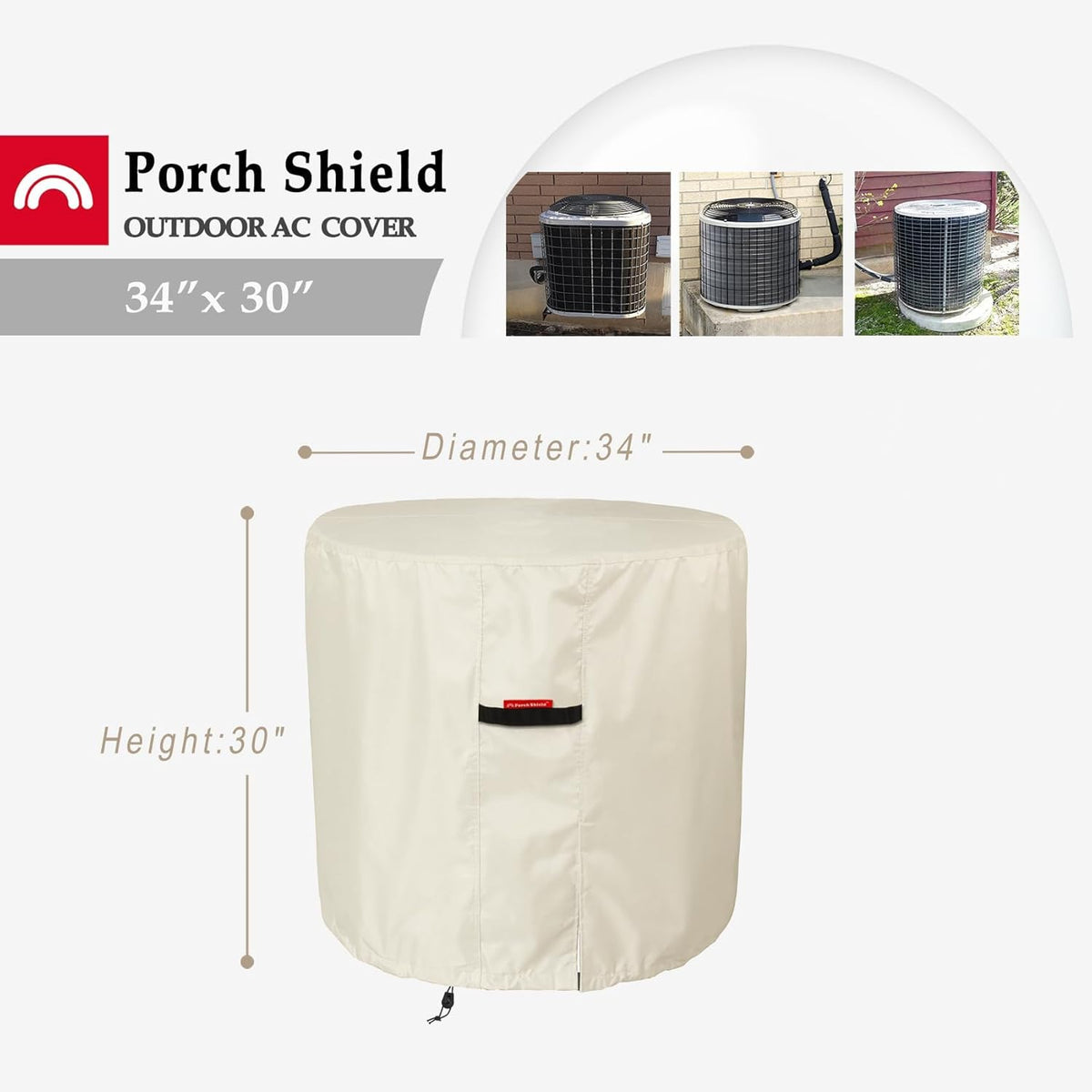 Porch Shield 600D Waterproof Air Conditioner Covers for Outside Units ...