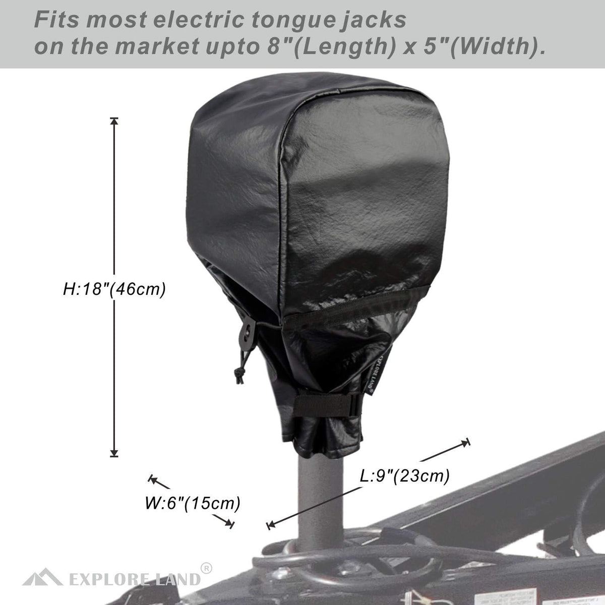 Explore Land Waterproof Electric Tongue Jack Cover, RV Camper Power Tr ...