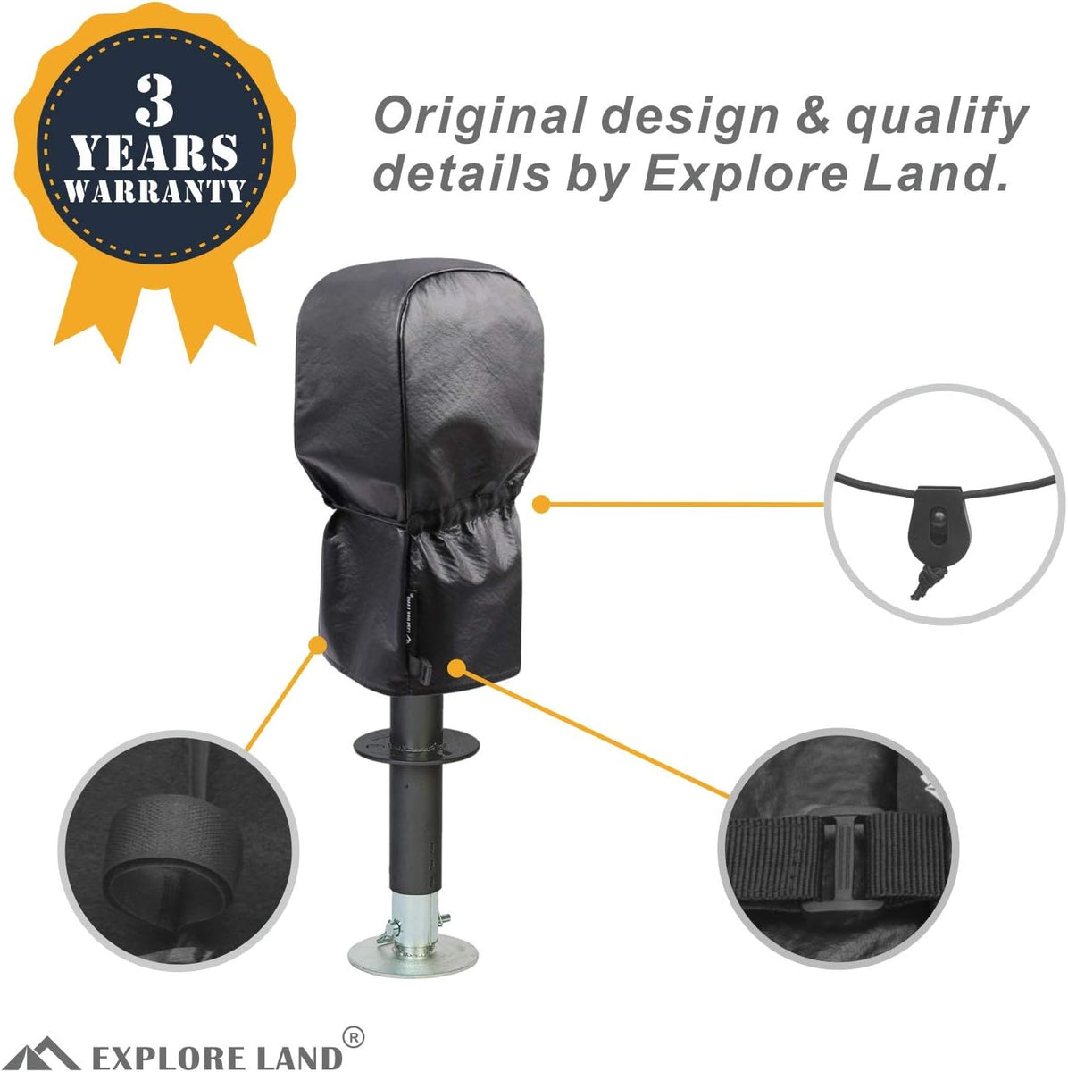 Explore Land Waterproof Electric Tongue Jack Cover, RV Camper Power Tr ...