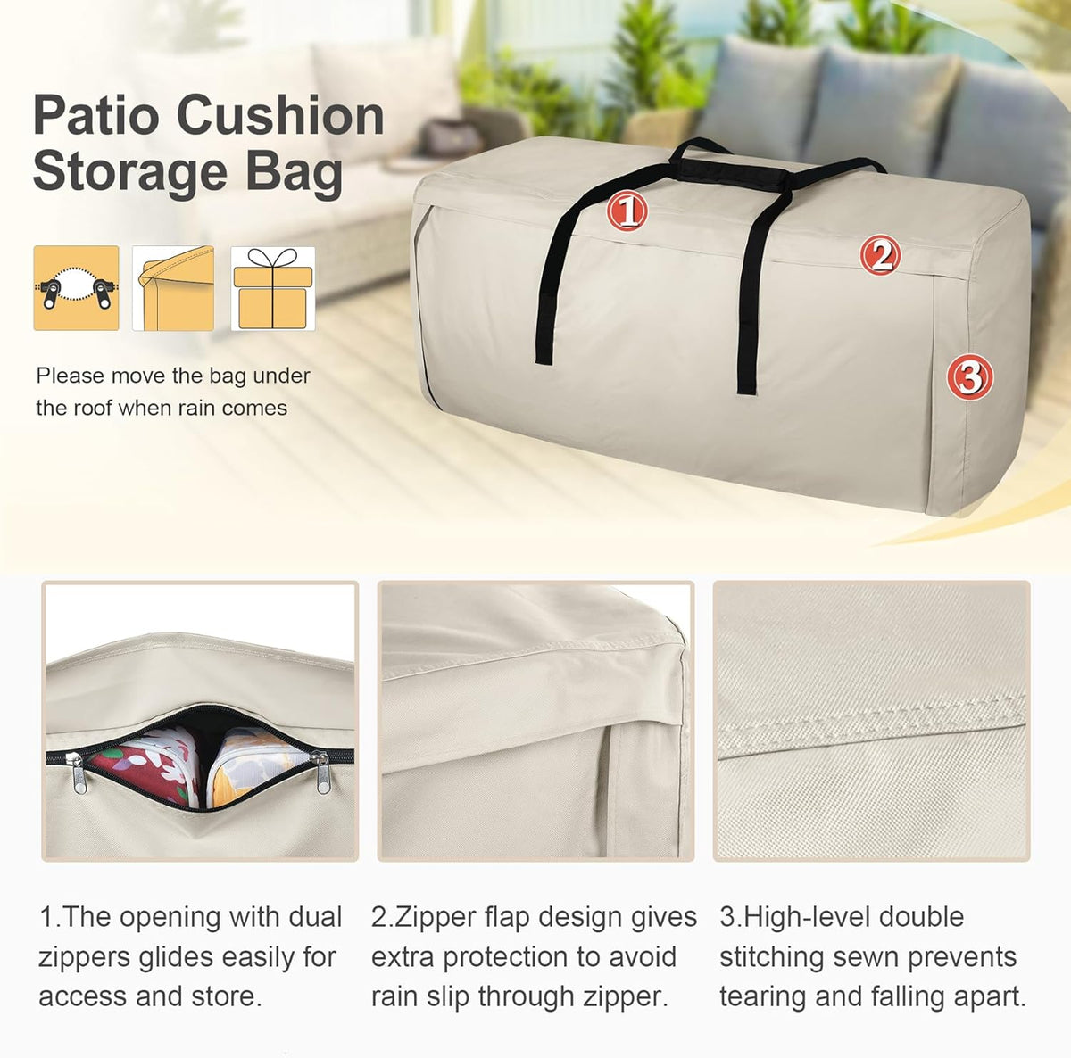 Porch Shield Outdoor Cushion Storage Bag 48-62 inch Waterproof Outside ...