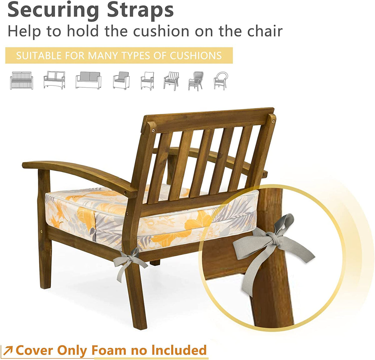 Porch Shield Patio Chair Seat Cushion Covers 4 Pack, Waterproof Cushio ...